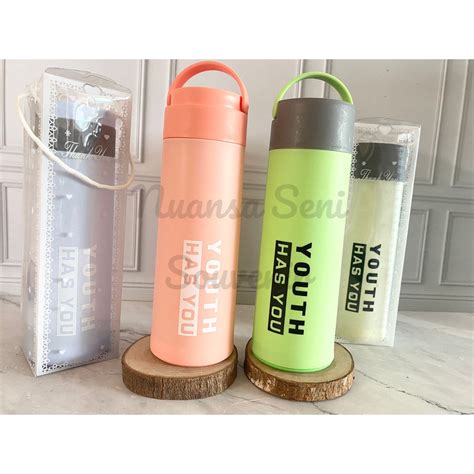 Jual Souvenir Botol Travel Youth Botol Minum Termos Kaca Cover Plastik