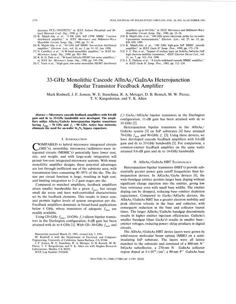 Pdf Ghz Monolithic Cascode Alinas Gainas Heterojunction
