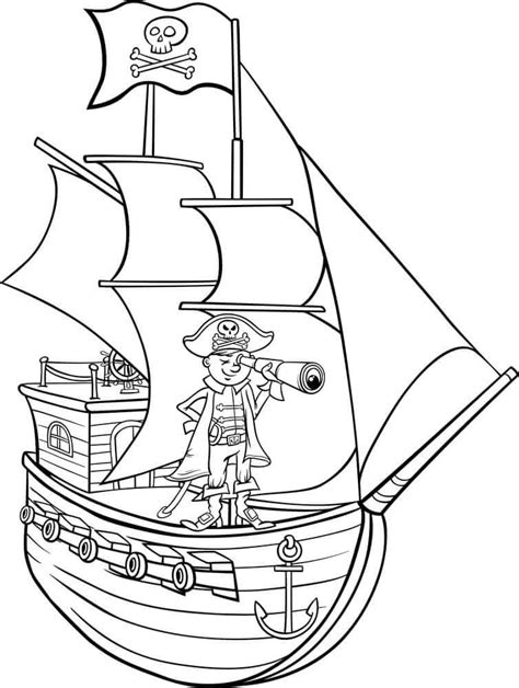 Pirata Y Barco Pirata Para Colorear Imprimir E Dibujar ColoringOnly