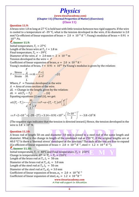 NCERT Solutions For Class 11 Physics Chapter 11 Thermal Properties