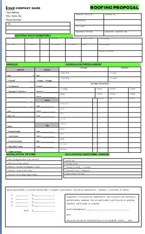 Roofing Proposal Templates Printable Form By Legal Document Some