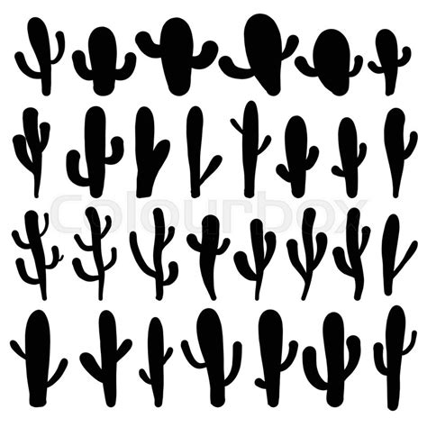 Collection Of Cactus Silhouettes Stock Vector Colourbox