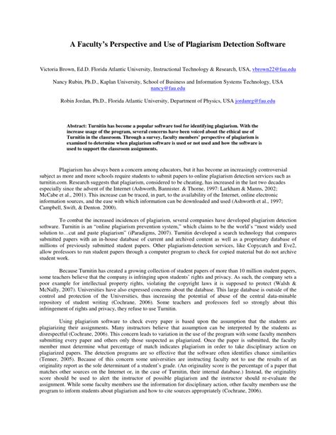 pdf a faculty s perspective and use of plagiarism detection software