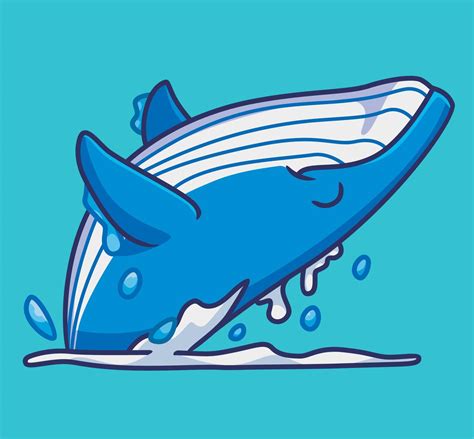 linda ballena azul saltando jorobada feliz ilustración animal de