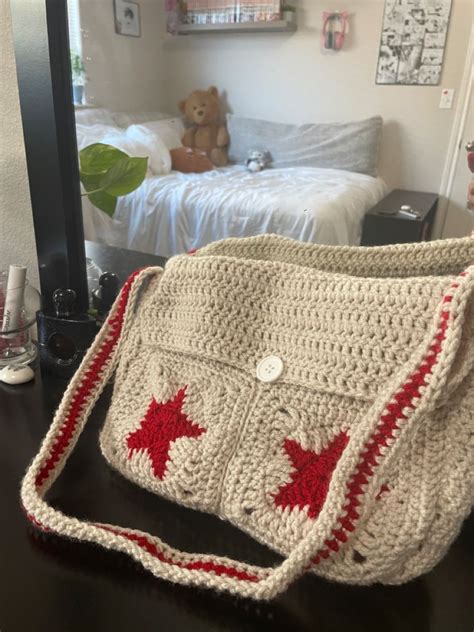 Crochet Star Messenger Bag Crochet Shop Crochet Messenger Bag