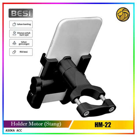 Jual Holder Hp Full Besi Motor Stang HM 12 HM 22 For Smartphone Grab