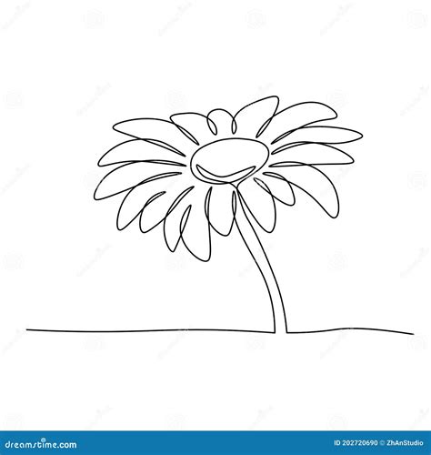 Camomilla Disegno A Una Linea Fiore Di Linea Continuo Illustrazione