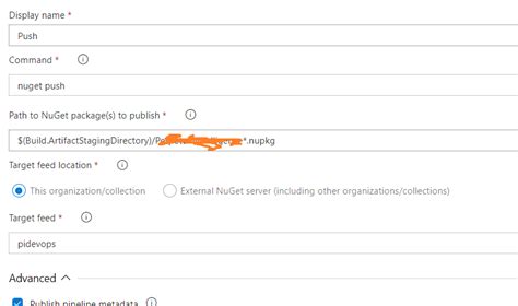the azure pipeline push task is publishing the standard microsoft nuget packages to the artifact
