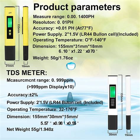 PH And TDS Meter Combo Digital Water Tester 0 05ph High Accuracy Pen