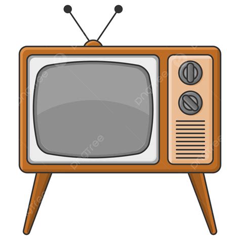 Ilustración De Vector De Televisión Antigua Marrón PNG dibujos