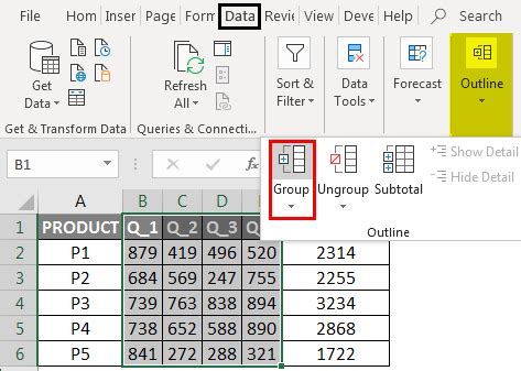 Grouping Columns In Excel