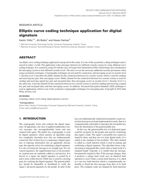 pdf elliptic curve coding technique application for digital signature