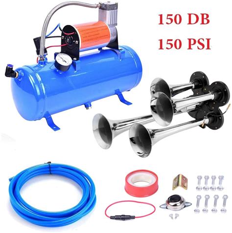 Amazon 150DB Train Air Horn Kit 4 Trumpet Loud Train Horns Kit