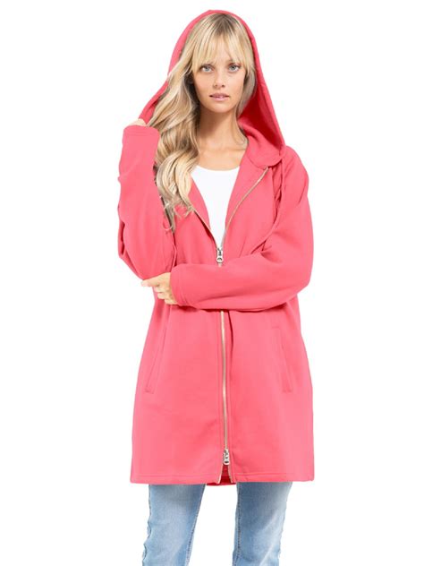 Made By Olivia Womens Casual Oversized Loose Fit Zip Up Pullover Hoodie Tunic Sweatshirt Jacket