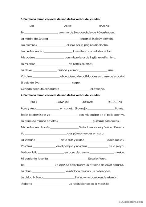 Conjugaci N Primeros Verbos Pr Ctica Espa Ol Ele Hojas De Trabajo Pdf