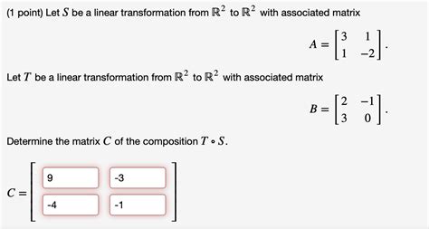 solved 1 point let s be a linear transformation from r² to
