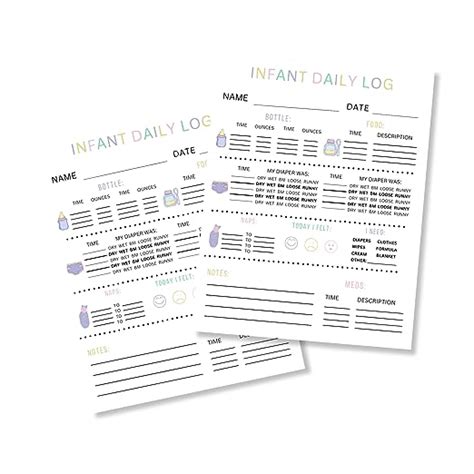 Amazon Infant Daily Log Sheets For Daycare Mothers Day Out 100