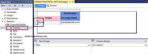 Add Row Grouping Column Grouping In SSRS Matrix Reports