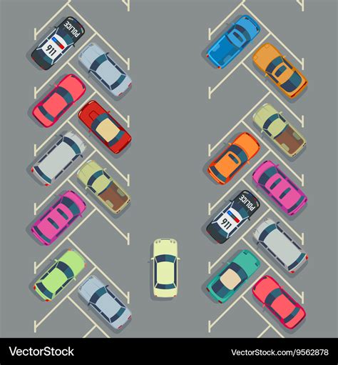 Parked Cars On The Parking Top View Urban Vector Image