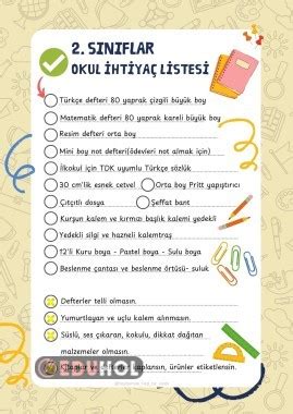 2 Sınıf İhtiyaç Listesi Eduhol Etkinlik İndir Oyun Oyna Test Çöz