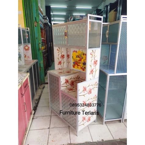 Jual RAK PIRING 2 PINTU KERAMIK KACA LEMARI PIRING MEJIKOM RAK PIRING
