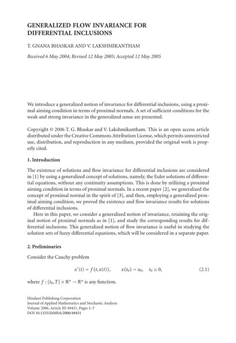 pdf generalized flow invariance for differential inclusions