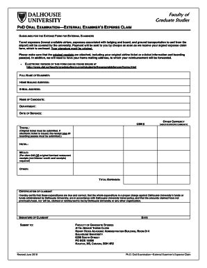 Fillable Online Fee Payment And Expenses Claim Form For External