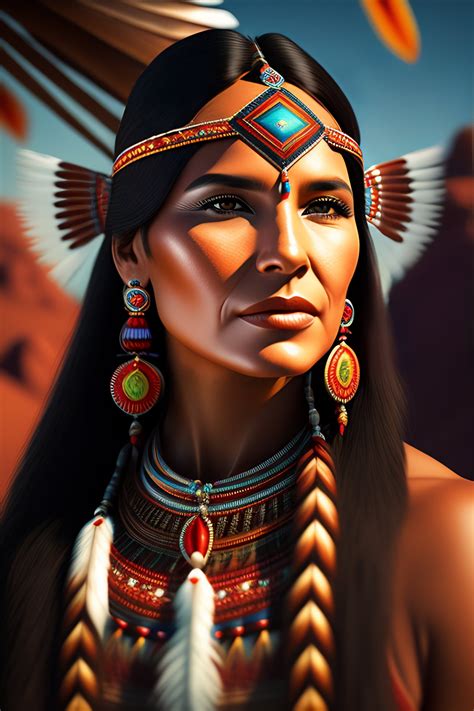 Lexica Native American Woman Portrait In 3d Digital Art With Clear