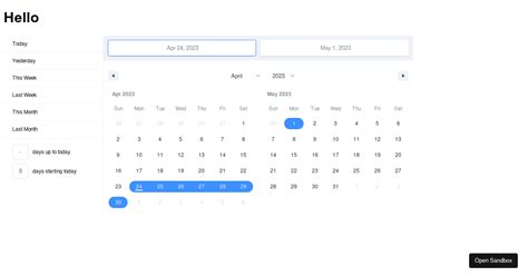 Date Picker React Codesandbox