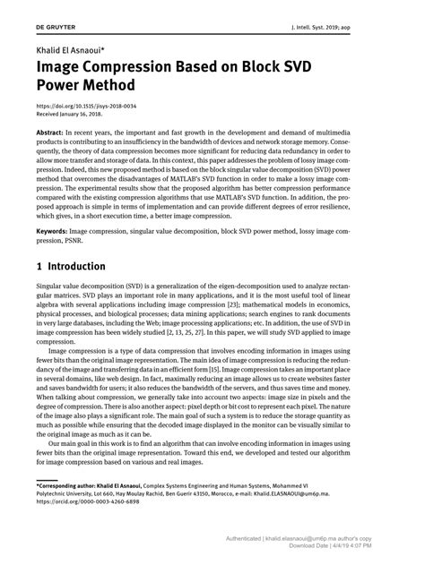 pdf image compression based on block svd power method