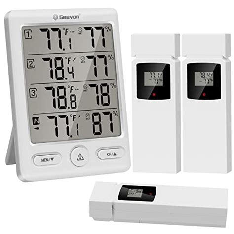Geevon Thermomètre d intérieur et d extérieur sans fil avec 3 capteurs