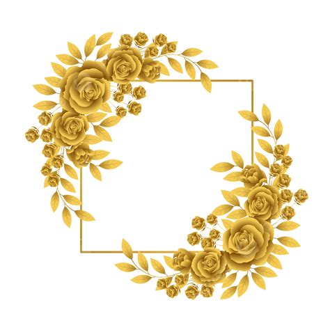 Golden Circle Frame With Floral Luxury Ornament Design Free Vector