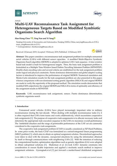 pdf multi uav reconnaissance task assignment for heterogeneous targets based on modified