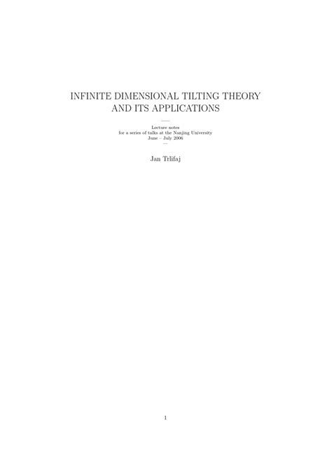 pdf infinite dimensional tilting theory and its applications