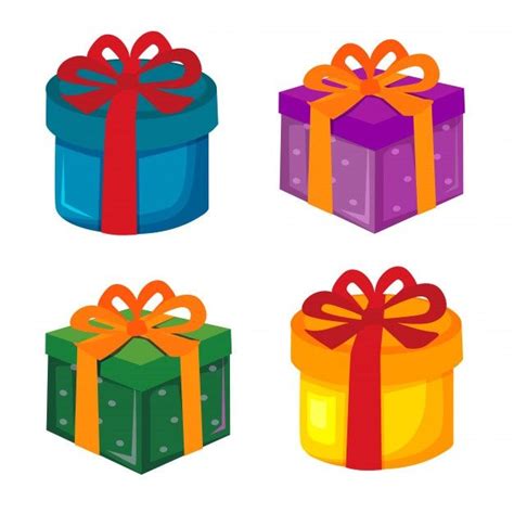 Four Colorful Gift Boxes With Bows And Ribbons