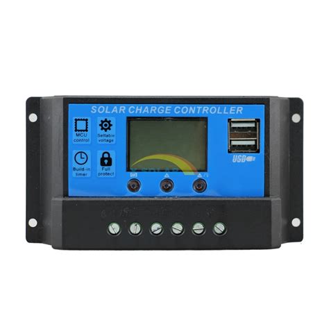 PWM 20A Solar Charge Controller 12V 24V LCD Dual USB 5V Mobile Charger