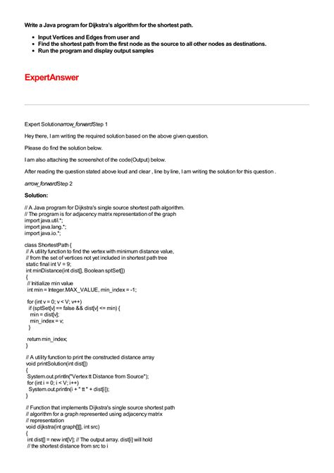 SOLUTION Solution For Write A Java Program For Dijkstra S Algorithm