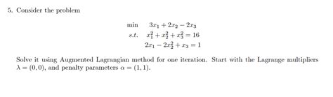 solve it using augmented lagrangian method for one