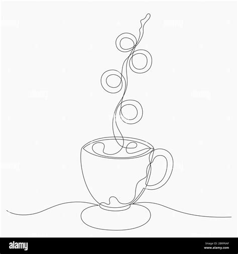 Teacup Or Coffee Cup Continuous One Line Hot Drink Coffee Or Tea With