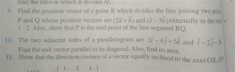 9 find the position vector of a point r which divides the line joining t
