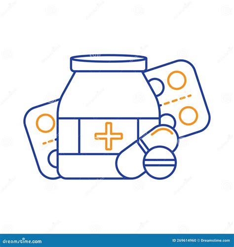 Icono Del Frasco De Medicina Y Del Comprimido Ilustración del Vector