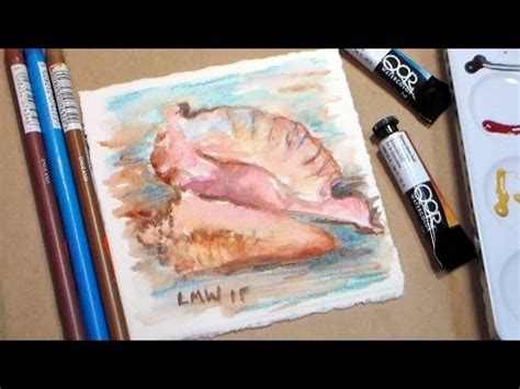 Watercolor Seashell Conch Shell Painting Tutorial Easy YouTube
