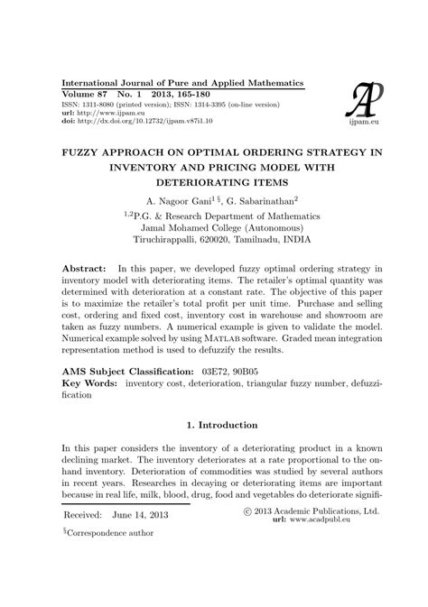 pdf fuzzy approach on optimal ordering strategy in inventory and pricing model with