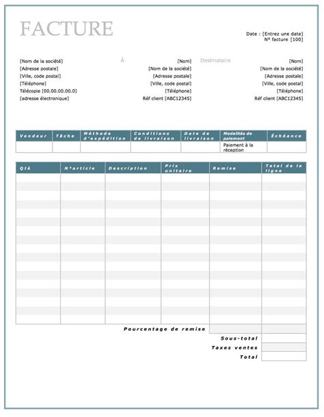 Facture Excel Template