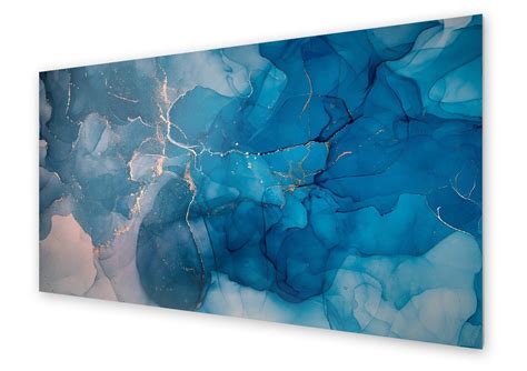 Panel kuchenny HOMEPRINT Niebiesko złoty marmur 125x50 cm HOMEPRINT