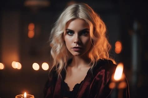 Premium Photo Sensual Female Wizard Playfully Posing In Halloween Indoor Shot Of Beautiful