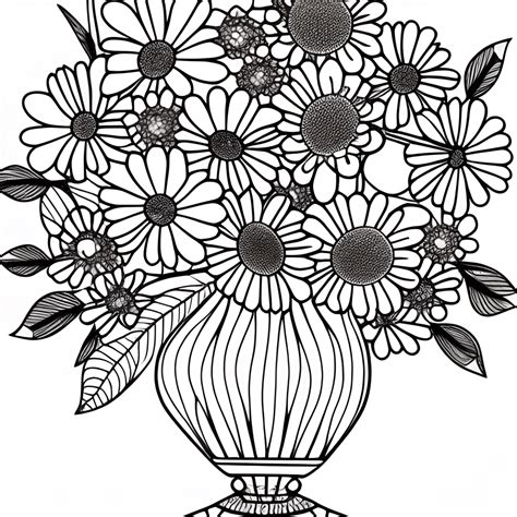 Flowers In A Vase Coloring Page Creative Fabrica