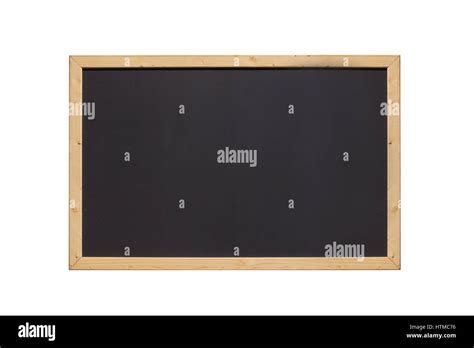 Front View Of Rectangular Horizontal Black Chalkboard With Wooden Frame