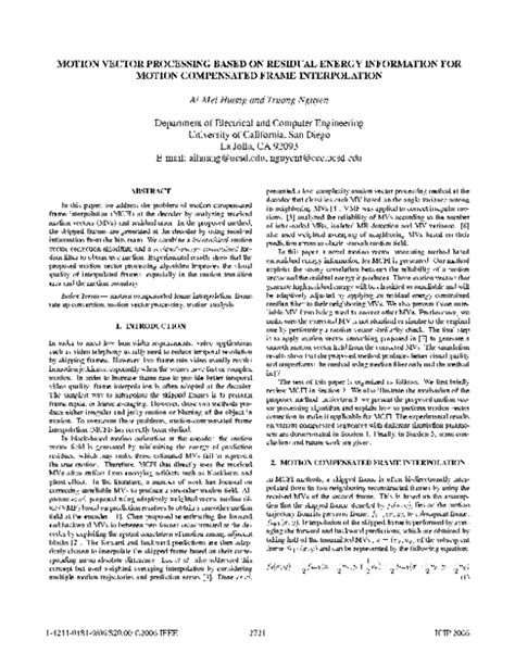 pdf motion vector processing based on residual energy information for motion compensated frame