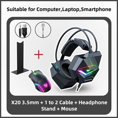 ONIKUMA X20 Gaming Headset หฟงเกมมง ระบบเสยงจำลอง 7 1 3 5 ลำโพง
